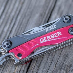 Gerber Gear Dime 12-in-1 Mini Multi-Tool - Needle Nose Pliers, Pocket Knife, Keychain, Bottle Opener - Gifts for Men - EDC Gear and Equipment - Red