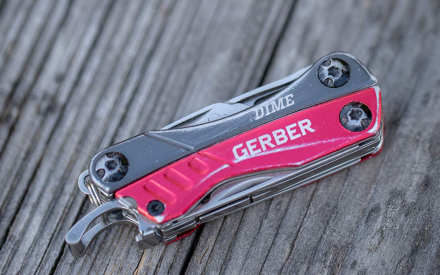 Gerber Gear Dime 12-in-1 Mini Multi-Tool - Needle Nose Pliers, Pocket Knife, Keychain, Bottle Opener - Gifts for Men - EDC Gear and Equipment - Red