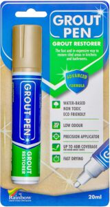 grout pen beige tile paint marker: waterproof grout paint, tile grout colorant and sealer pen - beige, wide 15mm tip (20ml)