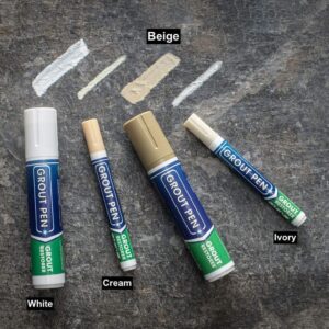 Grout Pen Beige Tile Paint Marker: Waterproof Grout Paint, Tile Grout Colorant and Sealer Pen - Beige, Wide 15mm Tip (20mL)