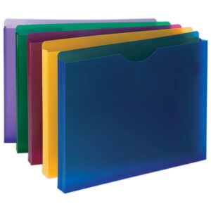 smead poly expanding file jacket, straight-cut tab, 1” expansion, letter size, assorted colors, 10 per pack (89610)