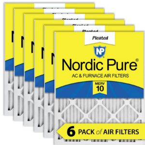 nordic pure 18x20x1 (17 1/2 x 19 1/2 x 3/4) pleated merv 10 air filters 6 pack