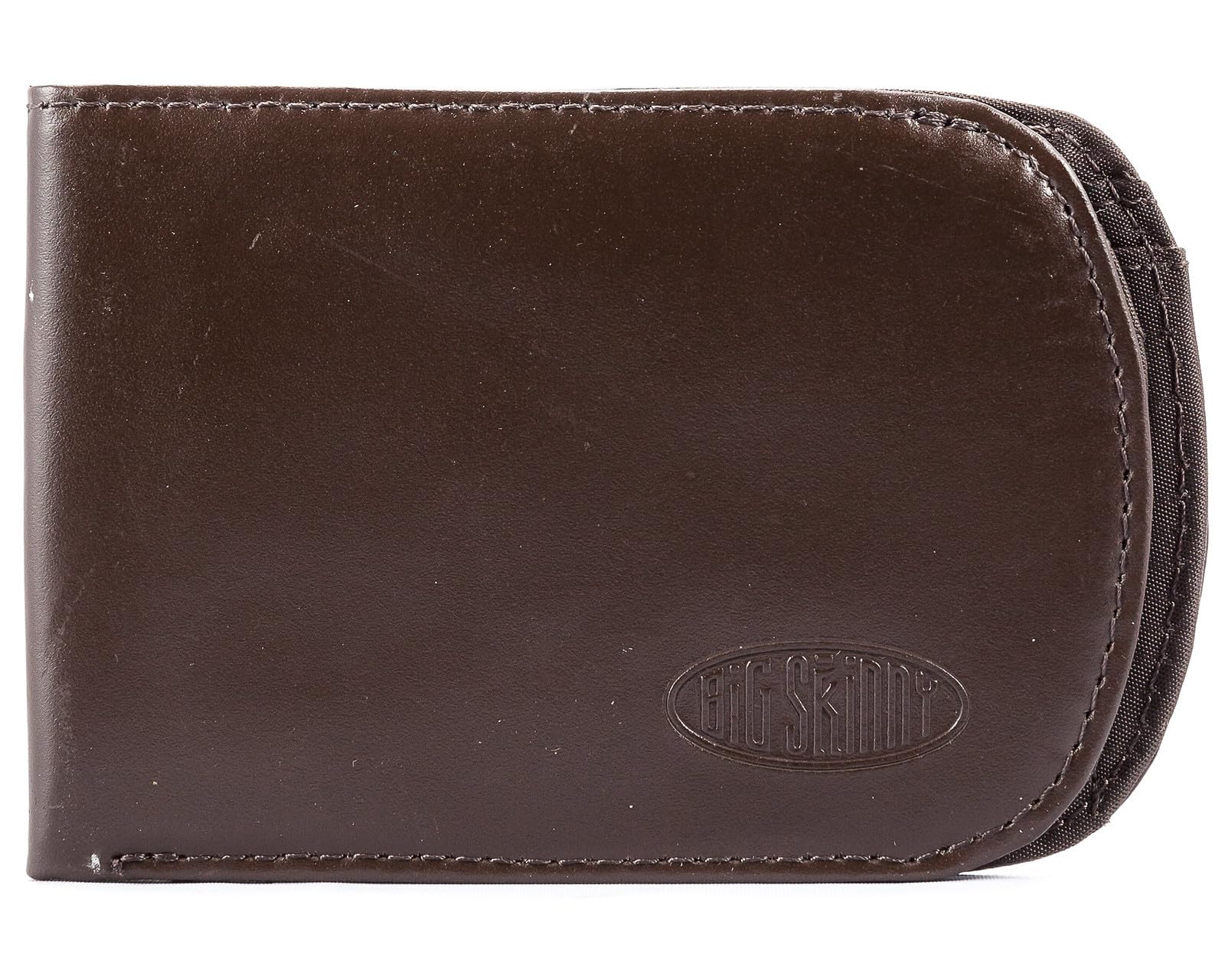 Big Skinny Men's Curve Leather Bi-Fold Slim Wallet, Holds Up to 20 Cards, Brown