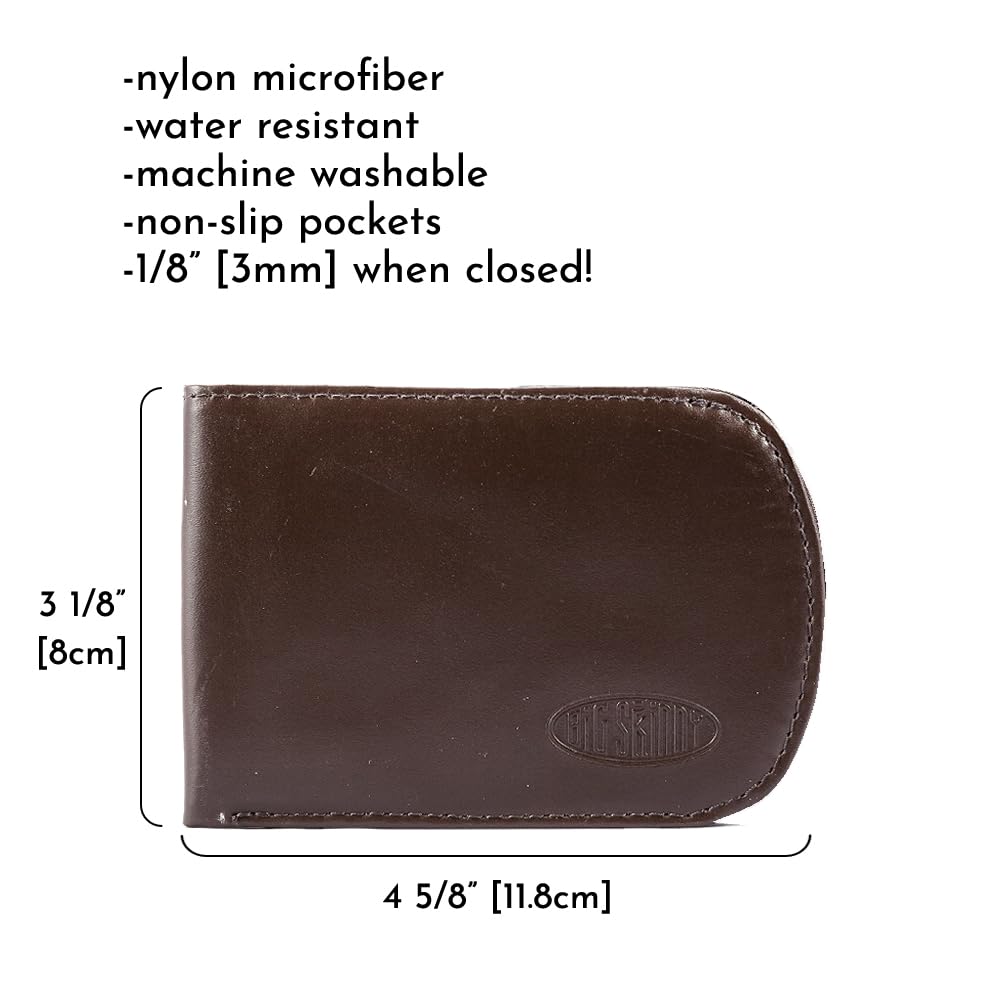 Big Skinny Men's Curve Leather Bi-Fold Slim Wallet, Holds Up to 20 Cards, Brown