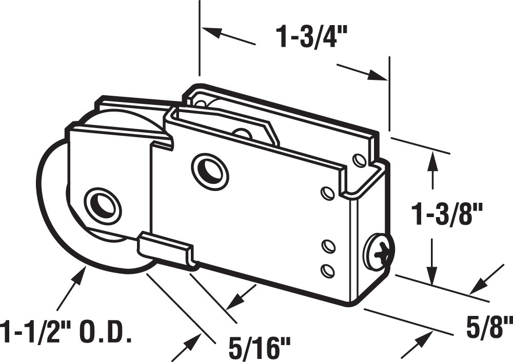 Prime-Line N 6576 Mirror Door Roller, Unique Housing, 1-1/2 In. Nylon Grooved Roller (Single Pack)