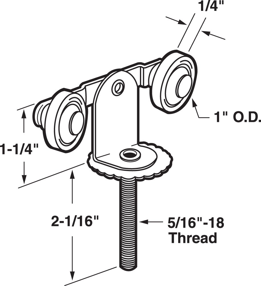 Prime-Line N 6529 3 In. Nylon Top Mount Closet Door Tandem Flat Rollers (Single Pack)