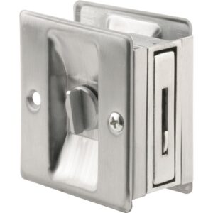 prime-line n 7161 pocket door privacy lock with pull - replace old or damaged pocket door locks quickly and easily – satin chrome (single pack)