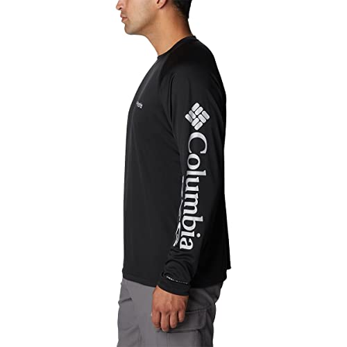 Columbia Men's Terminal Tackle Long Sleeve Fishing Shirt, Black/Cool Grey Logo, Large