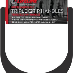 Lifeline Triple Grip Handles Fit Up to Three Resistance Cables for Continuous Muscle Tension Training , Black/Red