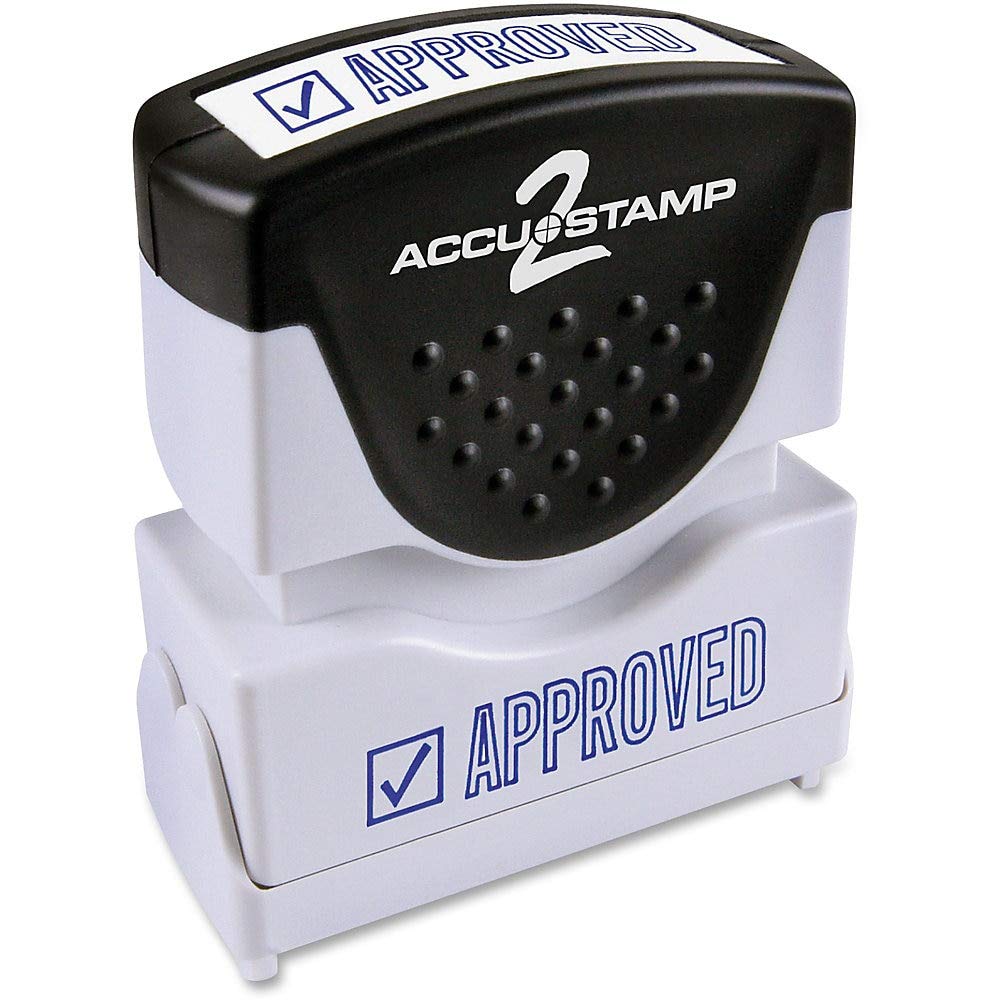 ACCU-STAMP2 Message Stamp with Shutter, 1-Color, APPROVED, 1-5/8" x 1/2" Impression, Pre-Ink, Blue Ink (035575)