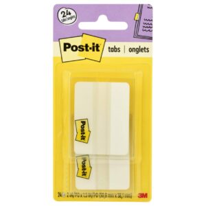 Post-it Tabs, 2 in Solid, White, 12 Tabs/On-The-Go Dispenser, 2 Dispensers/Pack (686-24WE)