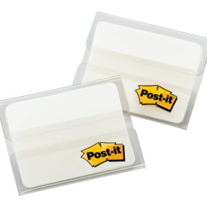 Post-it Tabs, 2 in Solid, White, 12 Tabs/On-The-Go Dispenser, 2 Dispensers/Pack (686-24WE)