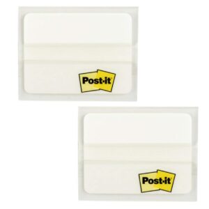 Post-it Tabs, 2 in Solid, White, 12 Tabs/On-The-Go Dispenser, 2 Dispensers/Pack (686-24WE)