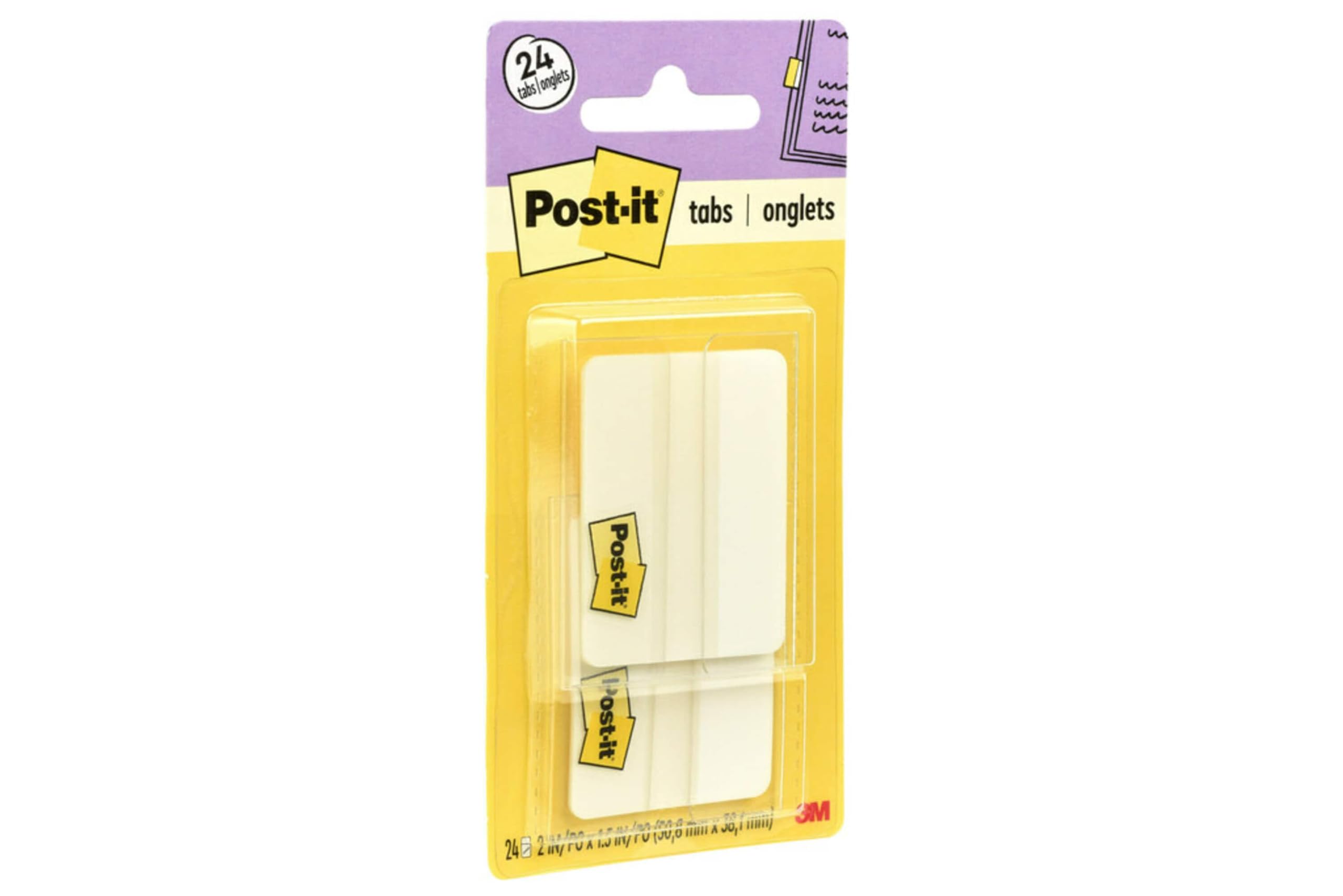 Post-it Tabs, 2 in Solid, White, 12 Tabs/On-The-Go Dispenser, 2 Dispensers/Pack (686-24WE)