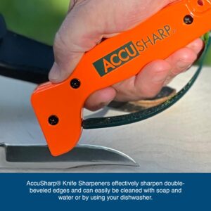 AccuSharp Knife Sharpener, Ergonomic Comfortable Handle, Compact & Easy to Use, Restore and Hone Straight & Serrated Knives, Blaze Orange