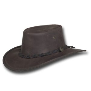 barmah hats squashy bronco leather hat 1022bl / 1022ch - chocolate - large