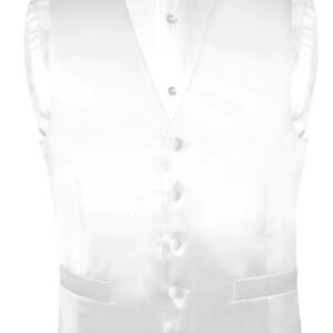 Biagio Men's SILK Dress Vest & Bow Tie Solid WHITE Color BowTie Set sz XL