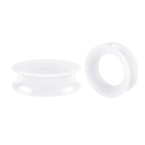 40mm white silicone double flare flesh tunnels ear large gauge plugs abym ear stretching stretchers piercing si04 2pcs