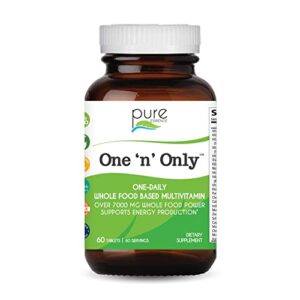 one n only whole food multivitamin by pure essence - super energetic once a day with superfoods, minerals, enzymes, vitamin d, d3, b12, biotin - 60 tablets