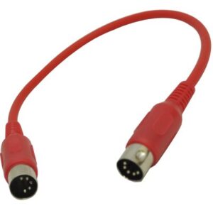 seismic audio - samidired1 - red midi cable 1 foot - keyboard data patch cord