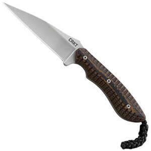 crkt s.p.e.w. edc fixed blade knife with sheath: compact utility neck knife, bead blast blade, textured g10 handle, nylon sheath, belt loop 2388