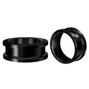 bodyjewellery 1" 1/8 inch 30mm black coated surgical steel flesh tunnels ear gauge plugs aicb ear stretching 2pcs