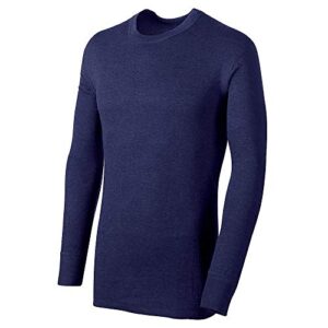 duofold men's mid-weight wicking crew neck top, navy, medium