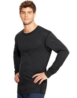 Duofold Men's Mid-Weight Wicking Crew Neck Top, Black, XX-Large