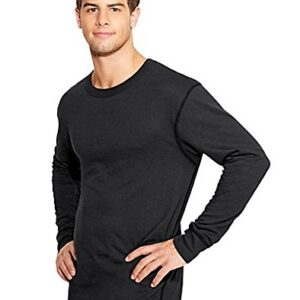 Duofold Men's Mid-Weight Wicking Crew Neck Top, Black, XX-Large