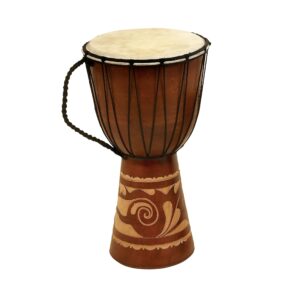 Deco 79 Wood Drum Handmade Decorative Sculpture Djembe Home Decor Statue with Rope Accents, Accent Figurine 9" x 10" x 16", Brown