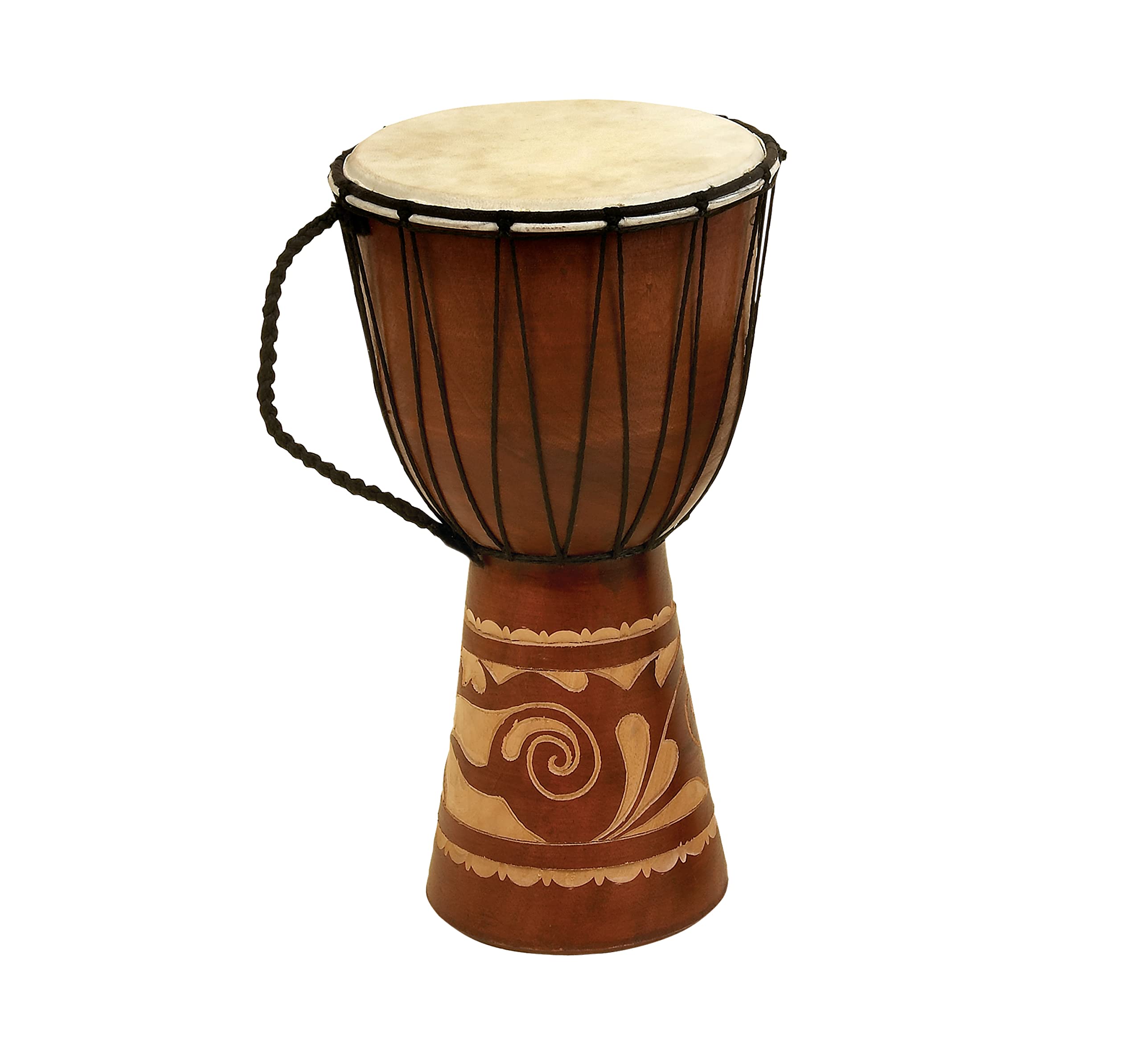 Deco 79 Wood Drum Handmade Decorative Sculpture Djembe Home Decor Statue with Rope Accents, Accent Figurine 9" x 10" x 16", Brown