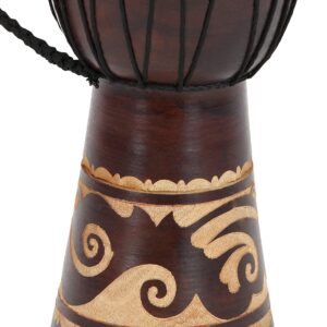 Deco 79 Wood Drum Handmade Decorative Sculpture Djembe Home Decor Statue with Rope Accents, Accent Figurine 9" x 10" x 16", Brown