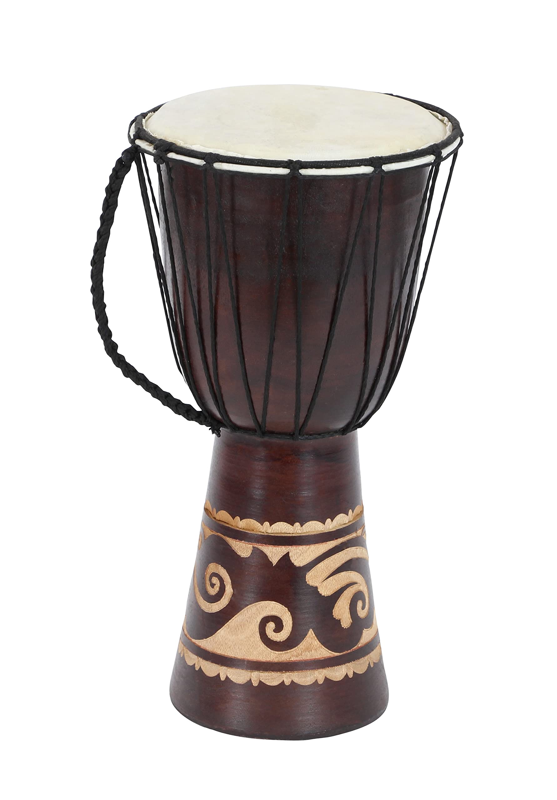 Deco 79 Wood Drum Handmade Decorative Sculpture Djembe Home Decor Statue with Rope Accents, Accent Figurine 9" x 10" x 16", Brown