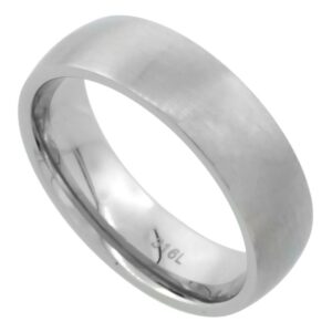 surgical stainless steel 6mm domed wedding band thumb ring comfort-fit matte finish, size 10.5