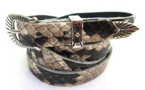 western hatband black & white genuine python snake skin with 3 pc buckle set