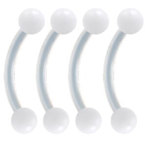 bodyjewellery 16g 16 gauge 3/8 10mm acrylic eyebrow lip ear tragus rings curved curve barbell straight bar white lot aikg piercing 4pcs