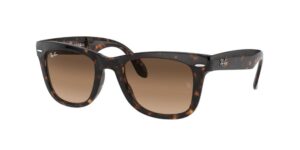 ray-ban rb4105 folding wayfarer polarized sunglasses, light havana/brown gradient i, 54 mm