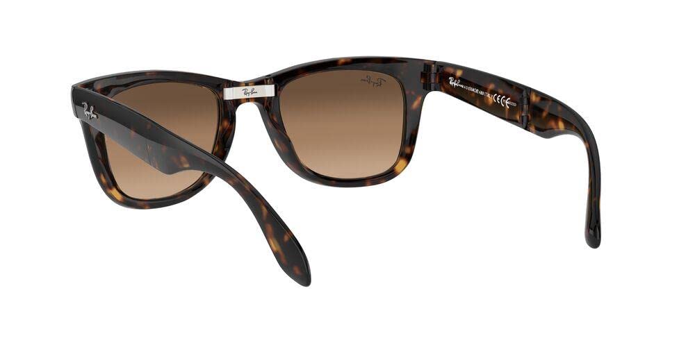 Ray-Ban RB4105 Folding Wayfarer Polarized Sunglasses, Light Havana/Brown Gradient I, 54 mm