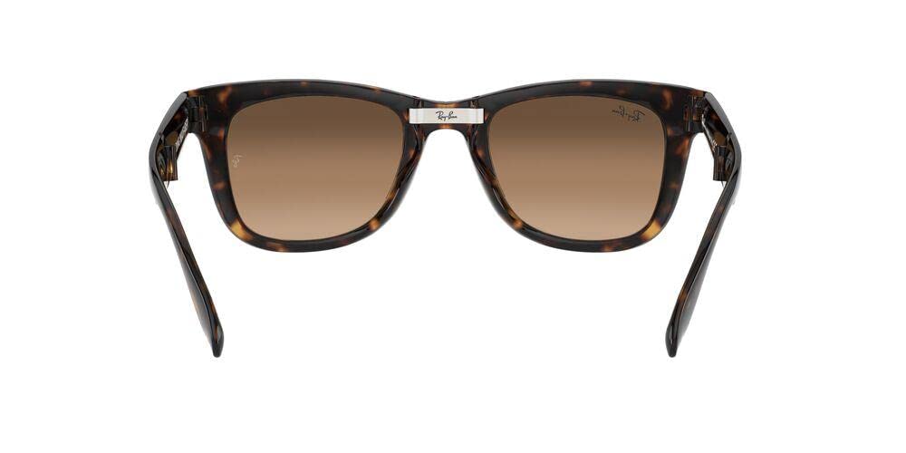 Ray-Ban RB4105 Folding Wayfarer Polarized Sunglasses, Light Havana/Brown Gradient I, 54 mm