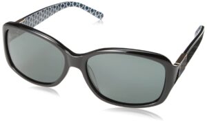 kate spade new york women's annika rectangular sunglasses, black & blue/gray polarized, 57 mm