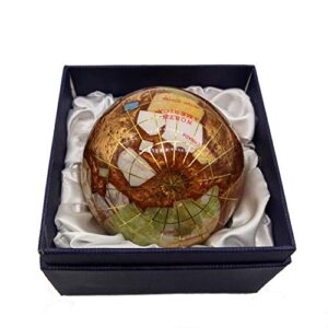 unique art 3-inch amber pearl swirl ocean gemstone world globe paper weight