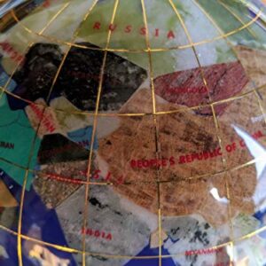 Unique Art 10-Inch by 6-Inch Blue Lapis Ocean Table Top Gemstone World Globe with Gold Tripod