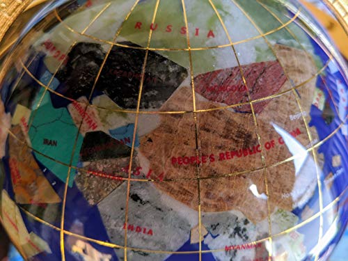 Unique Art 10-Inch by 6-Inch Blue Lapis Ocean Table Top Gemstone World Globe with Gold Tripod