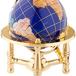 Unique Art 6-Inch by Blue Lapis Ocean Mini Table Top Gemstone World Globe with Gold Tripod