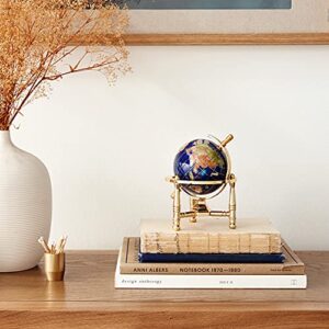 Unique Art 6-Inch by Blue Lapis Ocean Mini Table Top Gemstone World Globe with Gold Tripod