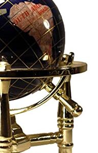 Unique Art 6-Inch by Blue Lapis Ocean Mini Table Top Gemstone World Globe with Gold Tripod