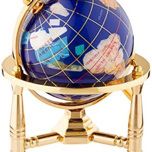 Unique Art 6-Inch by Blue Lapis Ocean Mini Table Top Gemstone World Globe with Gold Tripod