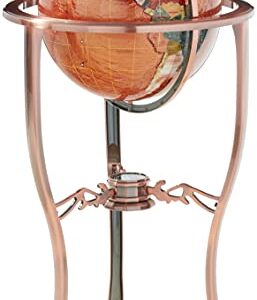 Unique Art 36-Inch by 13-Inch Floor Standing Amberlite Gemstone World Globe with Copper Tripod Stand