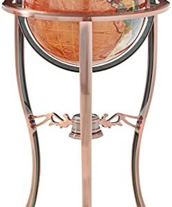 Unique Art 36-Inch by 13-Inch Floor Standing Amberlite Gemstone World Globe with Copper Tripod Stand