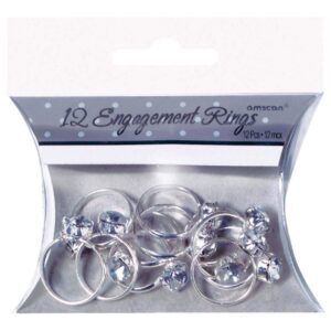 stunning silver engagement rings - 0.75" (12 pc) - perfect for bridal showers, bachelorette parties & special occasions